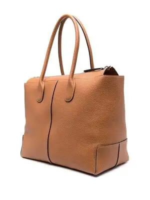 TOD'S Logo-patch Leather Tote Bag - Brown