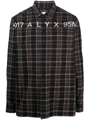 1017 Alyx 9sm Cotton Tartan Long-sleeve Shirt - Brown
