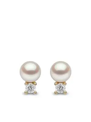 Yoko London 18kt Yellow Diamond And Pearl Stud Earrings - Gold