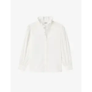 Sandro Ruffled-collar Organic-cotton Shirt