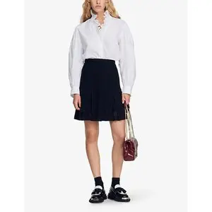 Sandro Ruffled-collar Organic-cotton Shirt