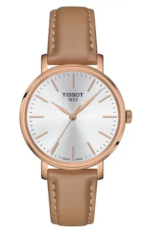 TISSOT Everytime Leather Strap Watch - Beige