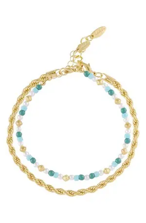 Ettika Set Of Two Anklets - Gold