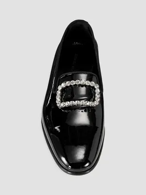 Manolo Blahnik Mariocc Crystal Buckle Patent Leather Loafers
