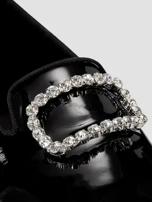 Manolo Blahnik Mariocc Crystal Buckle Patent Leather Loafers