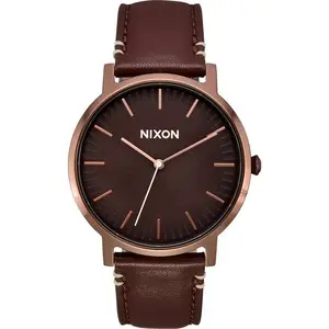 Nixon Porter Round Strap Watch - Chocolate/dark Roast/brown