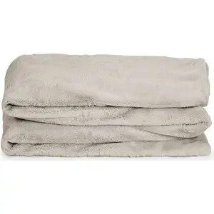 UNHIDE Cuddle Puddles Plush Throw Blanket Greige Goose