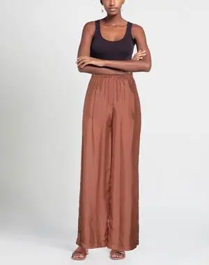 SOLOTRE Wide Leg Pants - Brown