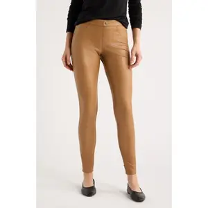 Hue Faux Leather Leggings - Caramel