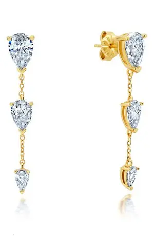 CRISLU Oppulent Drops Linear Earrings - Gold