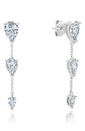 CRISLU Oppulent Drops Linear Earrings - Platinum
