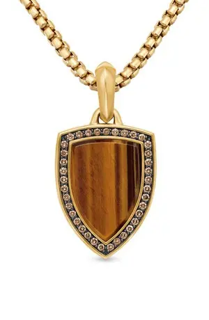 David Yurman David Yurman Shield Amulet 18k Yellow Gold/tigers Eye