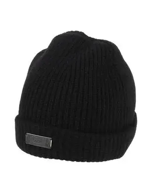 Agnona Cashmere Beanie With Calfskin Detail Black