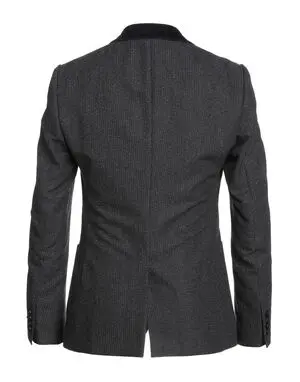 Dolce & Gabbana Single-breasted Striped Flannel Blazer With Velvet Trims