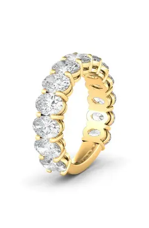 HAUTECARAT 18k Gold 3/4 Oval Cut Lab-created Diamond Eternity Ring - 18k Yellow Gold