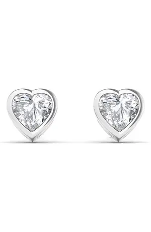 HAUTECARAT Lab-created Diamond Heart Stud Earrings - 18k White Gold