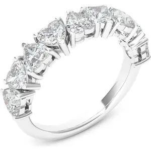 HAUTECARAT HauteCarat Alternating Hearts Lab Created Diamond Eternity Ring 18k White Gold