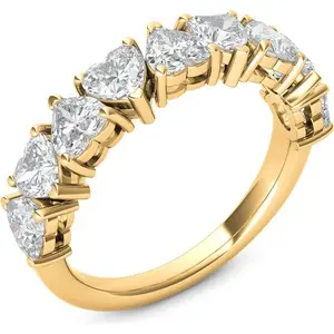 HAUTECARAT HauteCarat Alternating Hearts Lab Created Diamond Eternity Ring 18k Yellow Gold