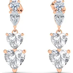 HAUTECARAT Lab Created Diamond Heart Drop Earrings - 18k Rose Gold
