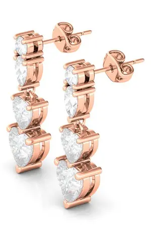 HAUTECARAT Lab Created Diamond Heart Drop Earrings - 18k Rose Gold