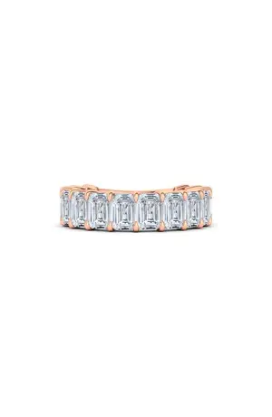 HAUTECARAT Emerald Cut Lab Created Diamond Eternity Ring - 18k Rose Gold