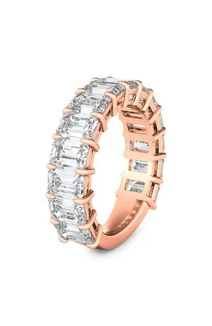 HAUTECARAT Emerald Cut Lab Created Diamond Eternity Ring - Rose Gold