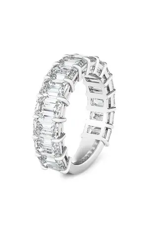 HAUTECARAT Emerald Cut Lab Created Diamond Eternity Ring - White Gold