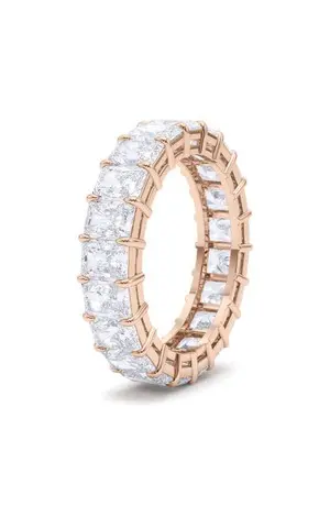 HAUTECARAT Radiant Cut Lab Created Diamond Eternity Ring - 18k Rose Gold