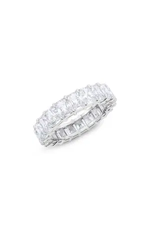 HAUTECARAT HauteCarat Radiant Cut Lab Created Diamond Eternity Ring White Gold