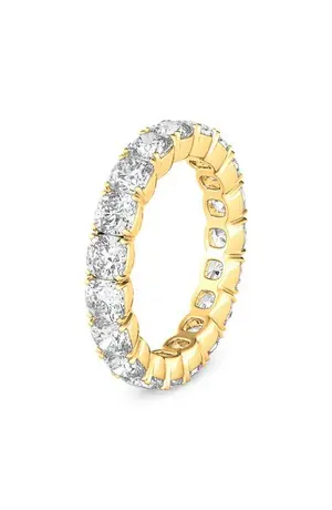 HAUTECARAT HauteCarat Cushion Cut Lab Created Diamond Eternity Ring 18k Yellow Gold