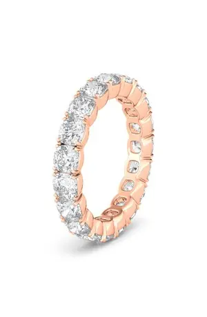 HAUTECARAT HauteCarat Cushion Cut Lab Created Diamond Eternity Ring Rose Gold