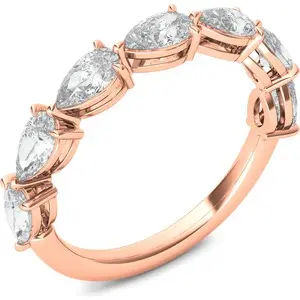 HAUTECARAT HauteCarat Pear Cut Lab Created Diamond Half Eternity Ring 18k Rose Gold