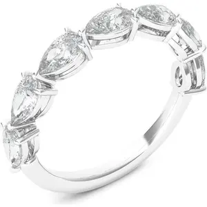HAUTECARAT HauteCarat Pear Cut Lab Created Diamond Half Eternity Ring 18k White Gold