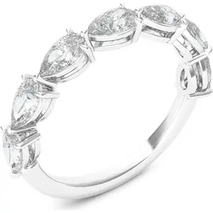 HAUTECARAT Pear Cut Lab Created Diamond Half Eternity Ring - White Gold