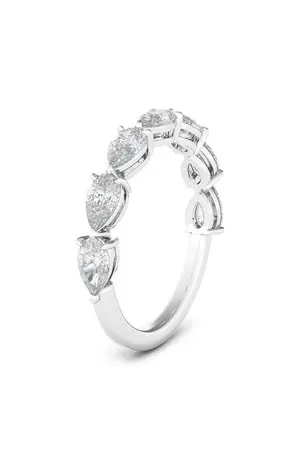 HAUTECARAT Pear Cut Lab Created Diamond Half Eternity Ring - White Gold