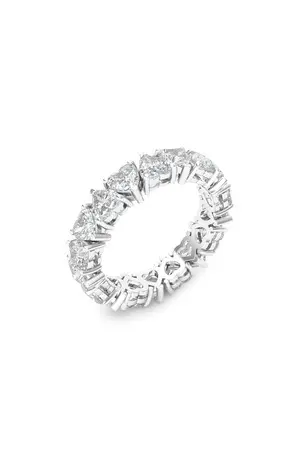 HAUTECARAT Alternating Hearts Lab Created Diamond Eternity Ring 18k White Gold