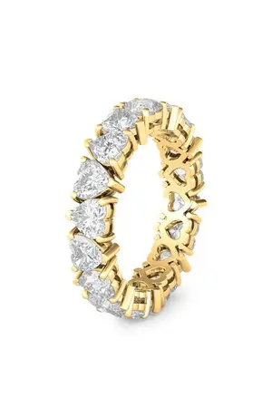 HAUTECARAT Alternating Hearts Lab Created Diamond Eternity Ring - 18k Yellow Gold