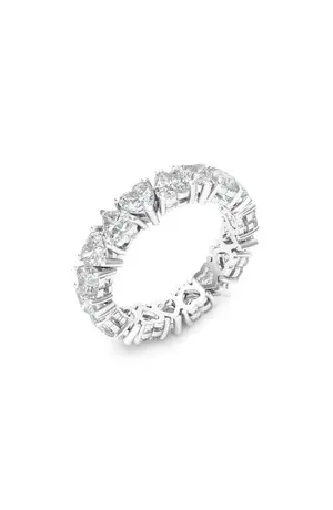 HAUTECARAT Alternating Hearts Lab Created Diamond Eternity Ring White Gold