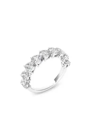 HAUTECARAT HauteCarat Heart Cut Lab-Created Diamond Eternity Ring 18k White Gold
