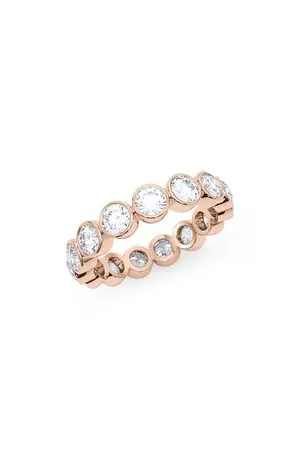 HAUTECARAT HauteCarat Round Cut Lab-Created Diamond Eternity Ring 18k Rose Gold