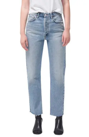 AGOLDE '90s Pinch High Waist Raw Hem Straight Leg Organic Cotton Jeans Ruminate
