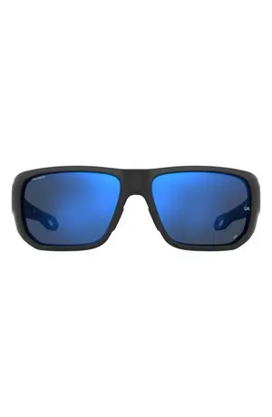 Under Armour 63mm Wrap Sunglasses - Black/ Grey Blue Silver Polar