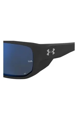 Under Armour 63mm Wrap Sunglasses - Black/ Grey Blue Silver Polar