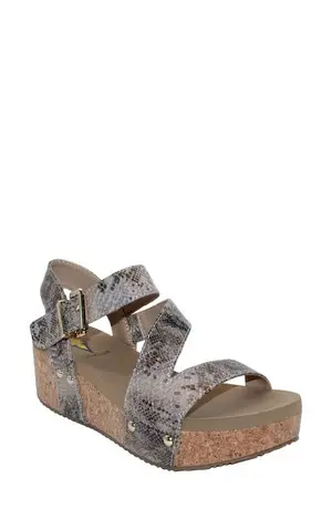 VOLATILE Biloxi Platform Wedge Sandal - Rose Gold Snake
