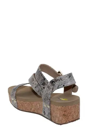VOLATILE Biloxi Platform Wedge Sandal - Rose Gold Snake