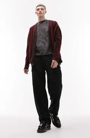 Topman Ombré Vertical Stripe V-neck Cardigan