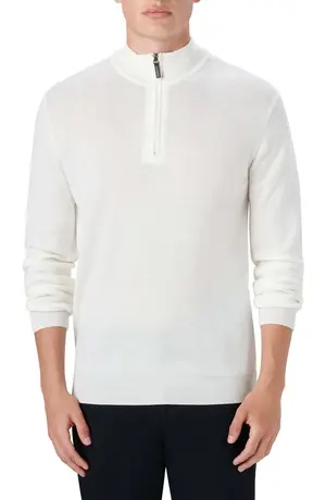 Bugatchi Merino Wool Quarter-Zip Pullover Chalk