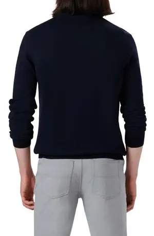 Bugatchi Merino Wool Quarter-zip Pullover - Midnight