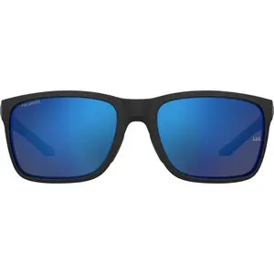 Under Armour 58mm Polarized Rectangle Sunglasses - Matte Black 2/grey Blue Polar