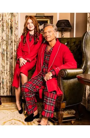 PETITE PLUME Cotton Flannel Robe - Red